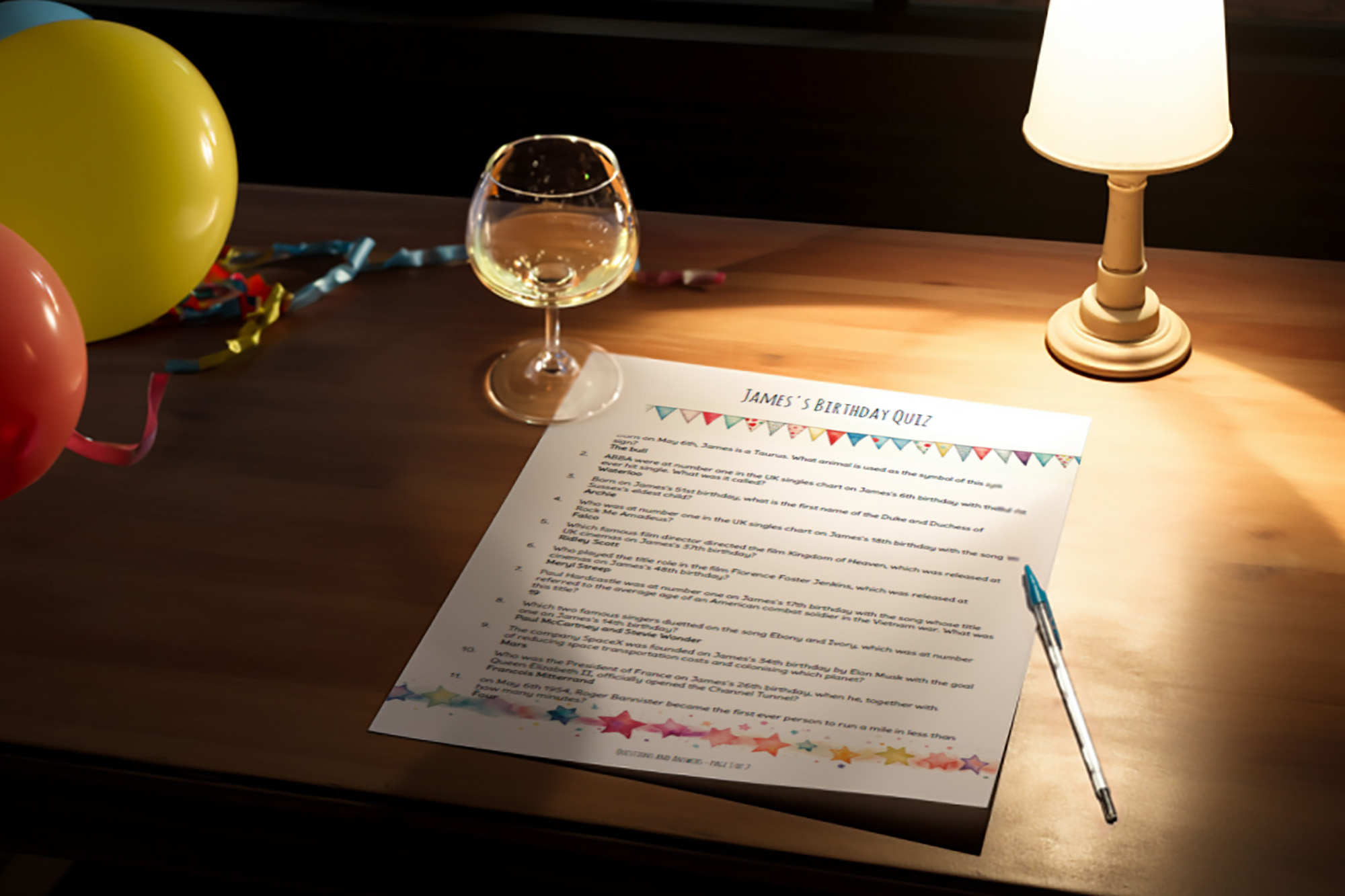 Personalised Birthday Quiz Pack – birthdayquiz.co.uk