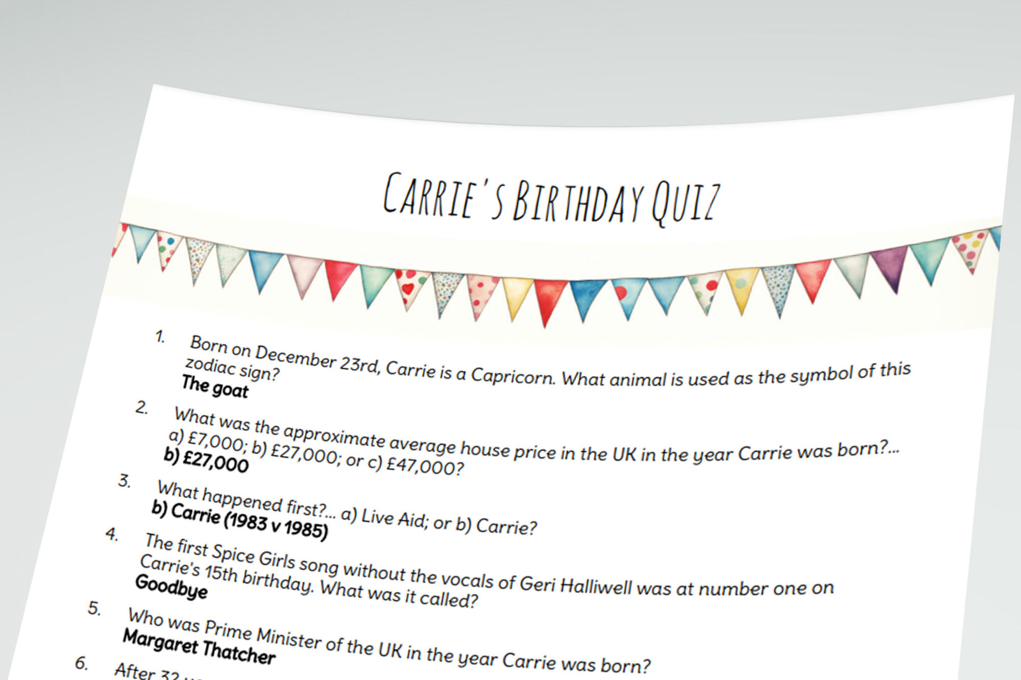 Personalised Birthday Quiz Pack – birthdayquiz.co.uk